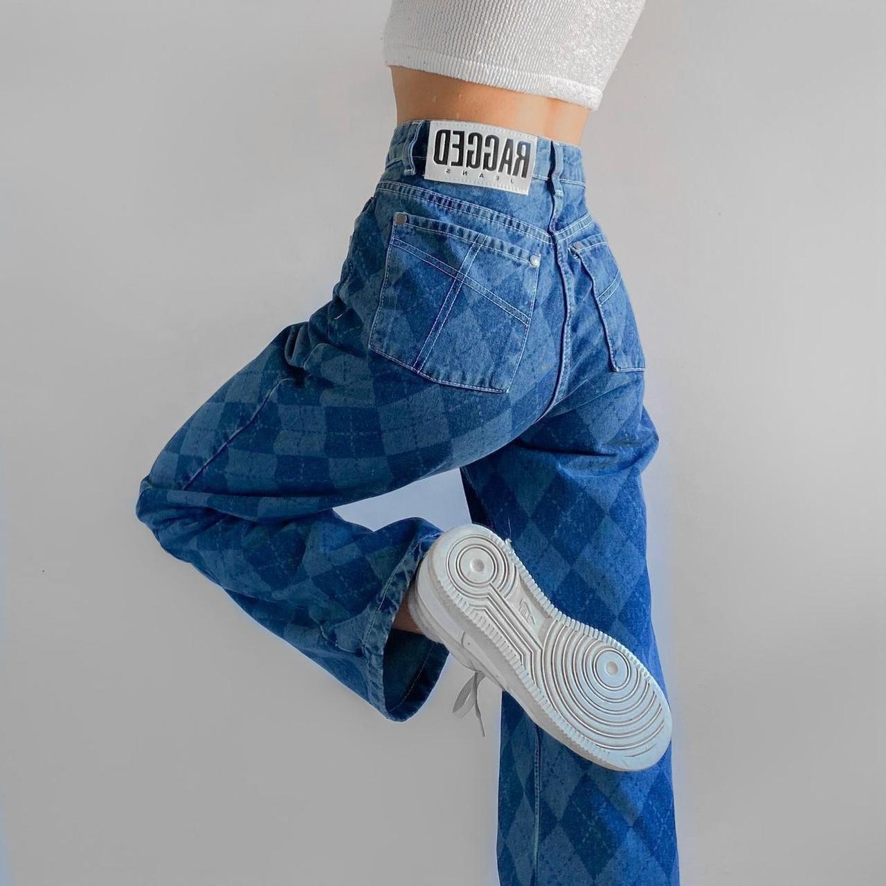 The Ragged Priest - Argyle Diamond Print Dad Jeans... | Depop