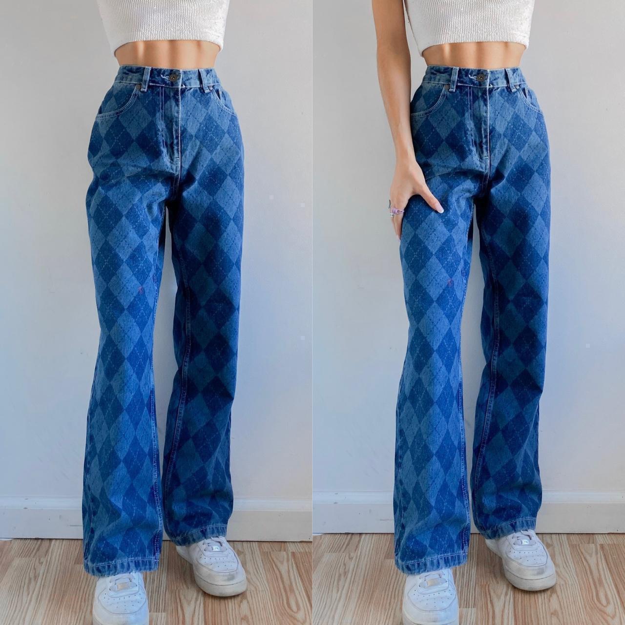 The Ragged Priest - Argyle Diamond Print Dad Jeans... | Depop