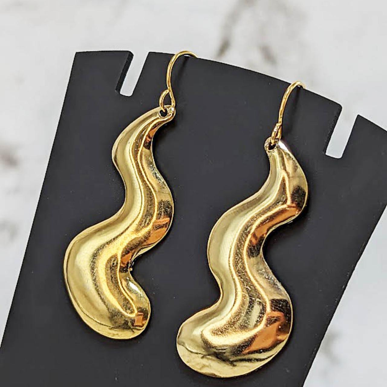 ♥ A super-funky pair of gold plated dangle earrings... - Depop