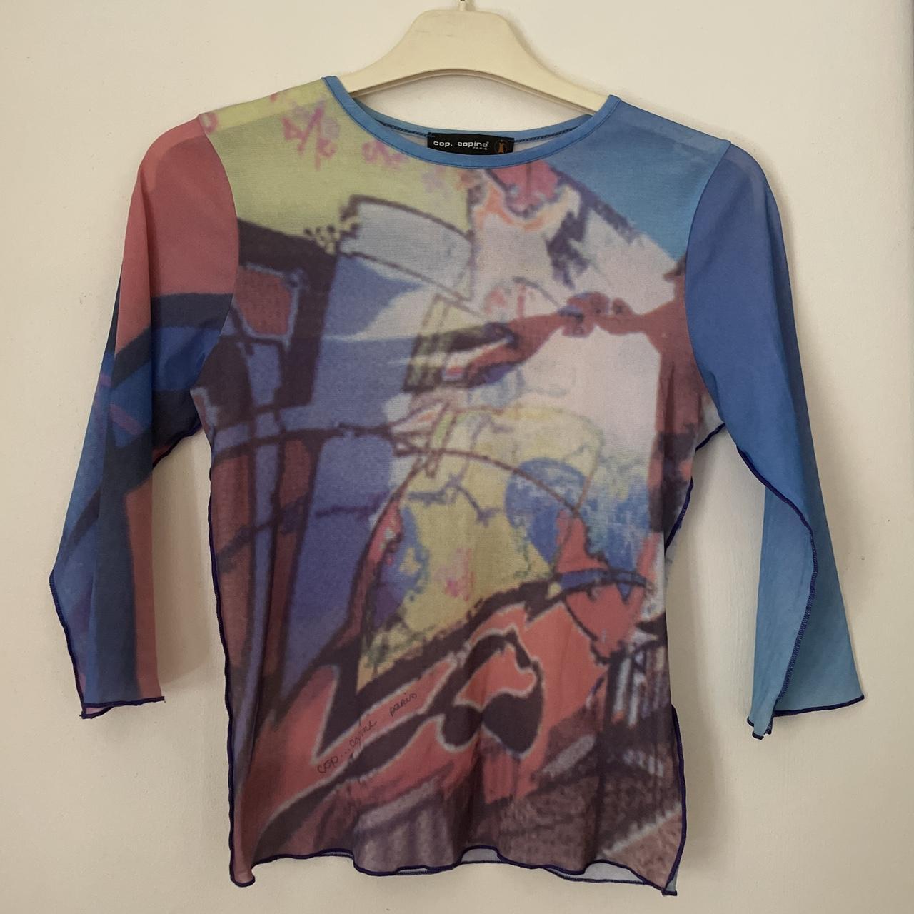 Cop Copine Women's Blue and Red Top | Depop