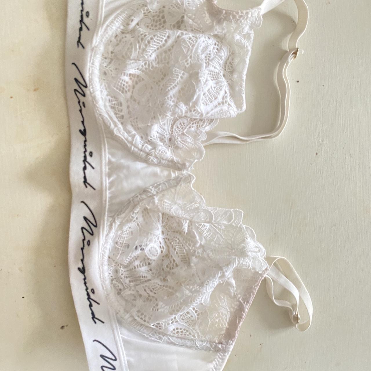 Misguided white lace bralette balcony bra. 34 DD.... - Depop
