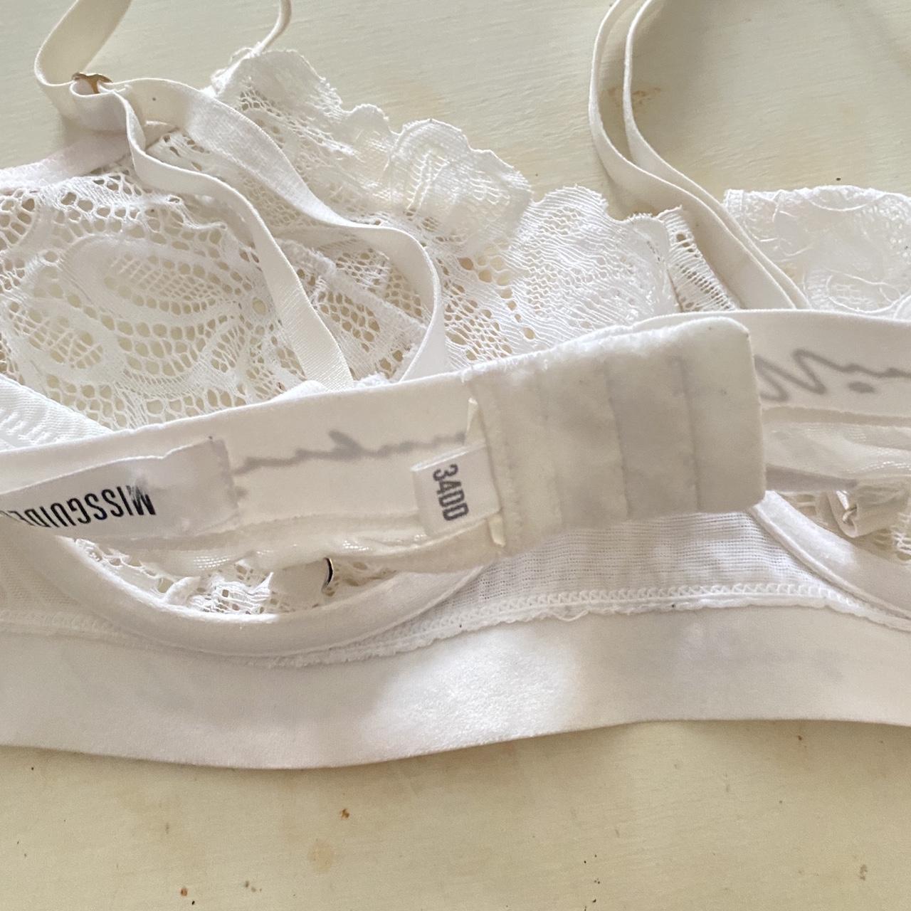 Misguided white lace bralette balcony bra. 34 DD.... - Depop