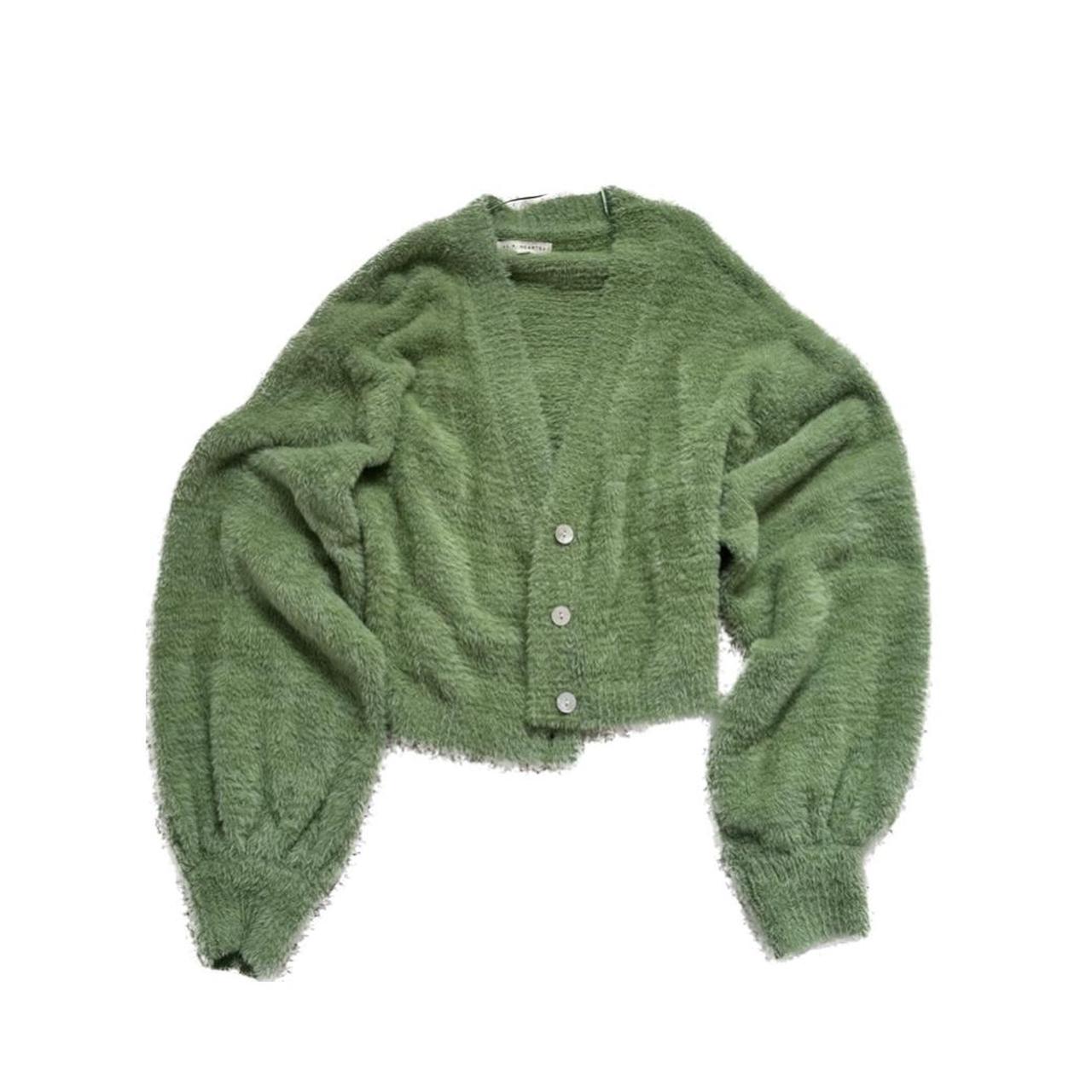 green fuzzy cardigan adooore so freaking cute and... - Depop
