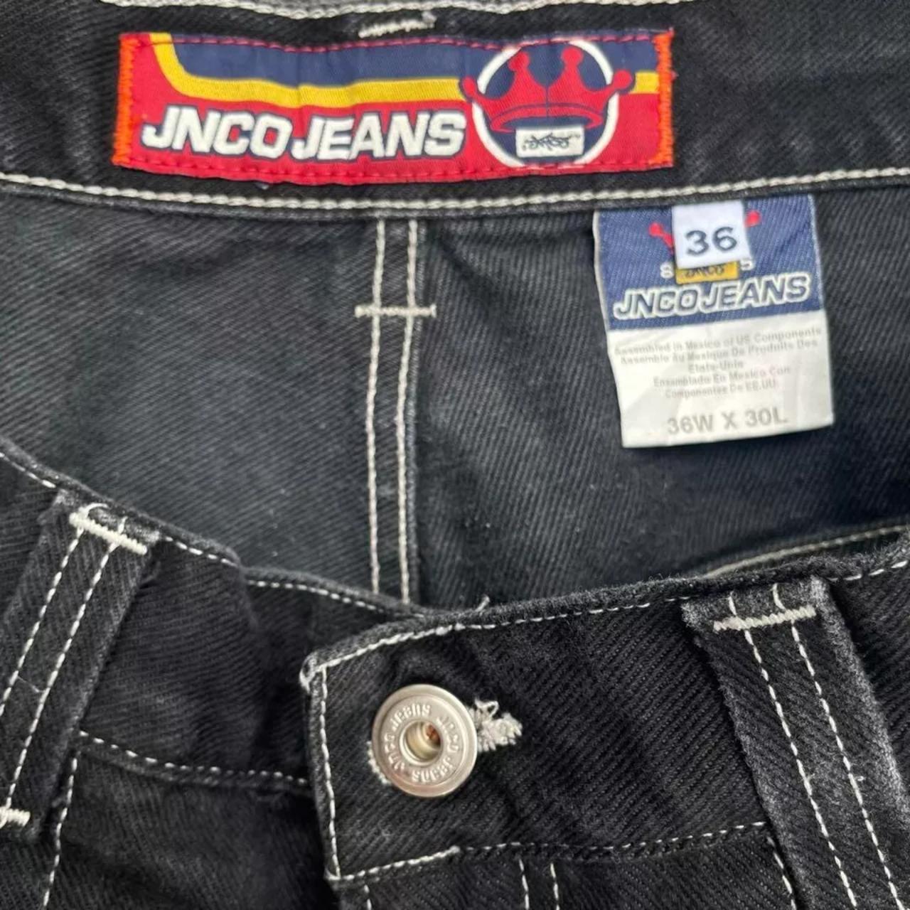 JNCO Jeans Tiger Design Baggy Wide Black Denim Y2K... - Depop