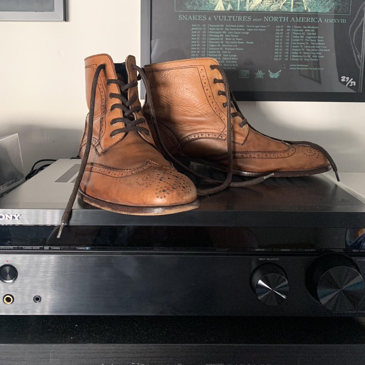 Vintage H by Hudson Angus Brogue Boot Tan US 10/ UK... - Depop