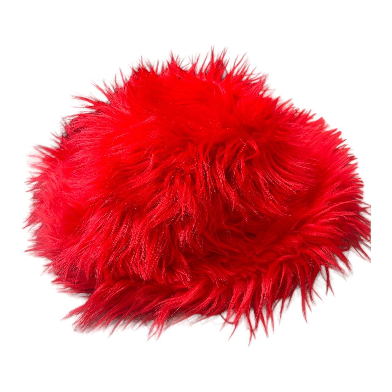 Mega fluff Red faux fur hat handmade - made to order - Depop
