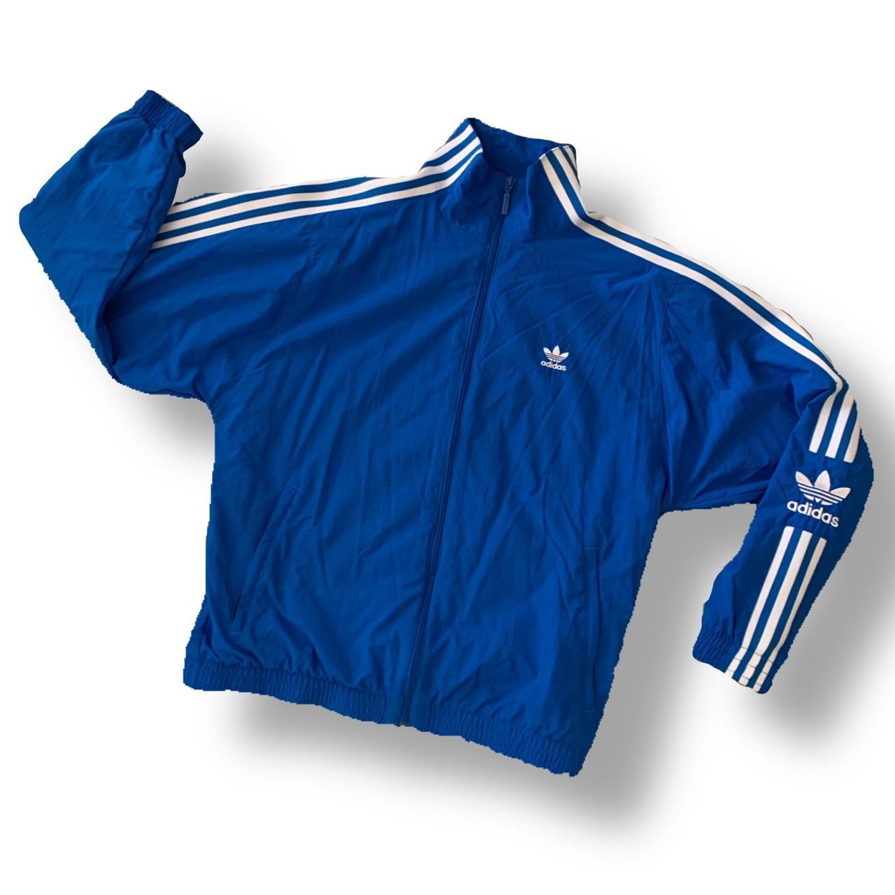 blue thick material adidas zip-up size S #adidas... - Depop