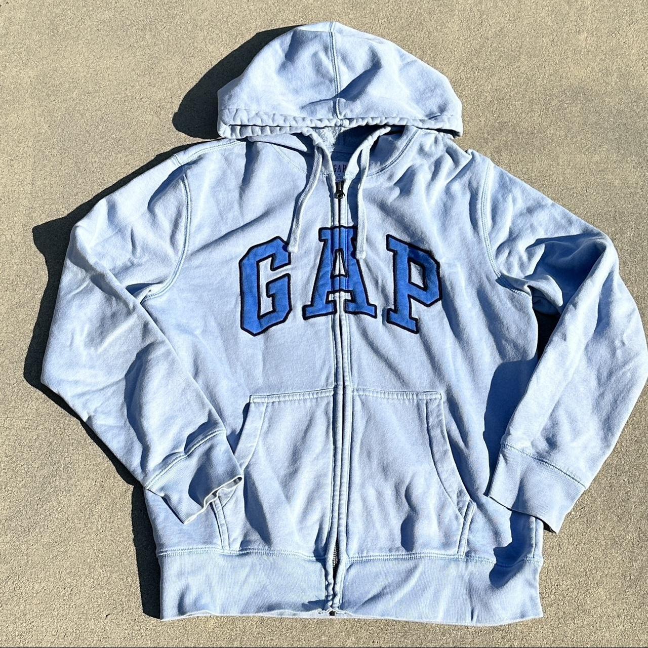 GAP baby blue zip up hoodie men’s medium fits... - Depop