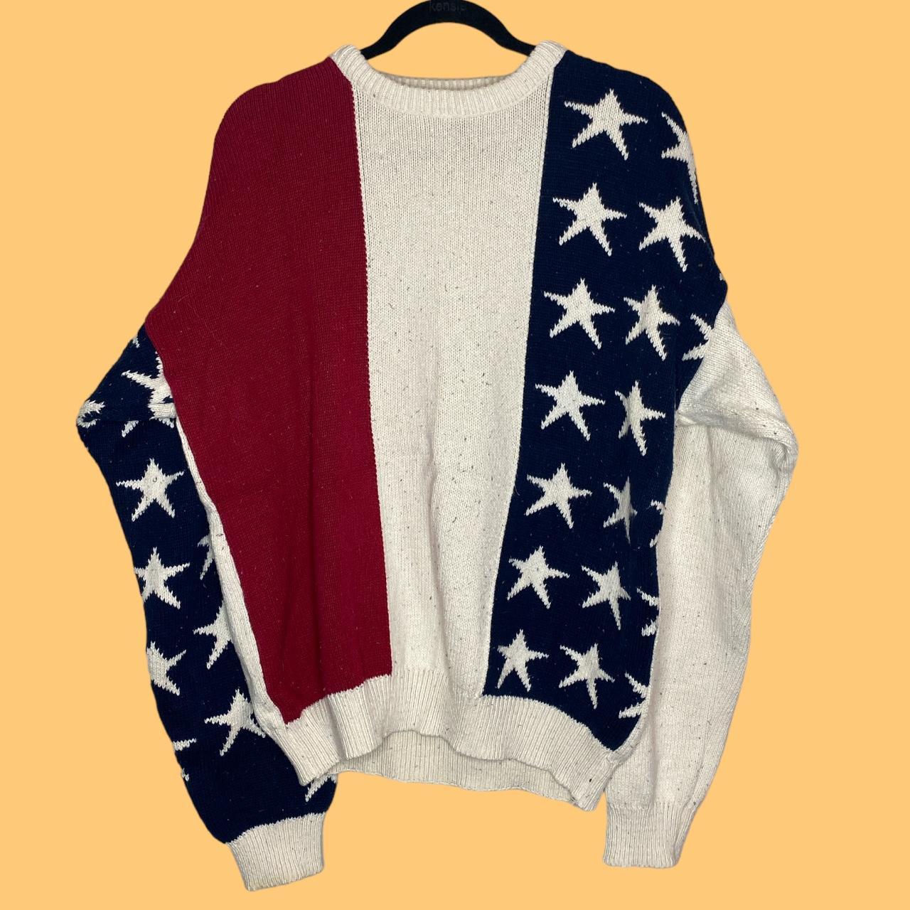 Vintage Liberty American flag sweater- size medium 🇺🇸... - Depop