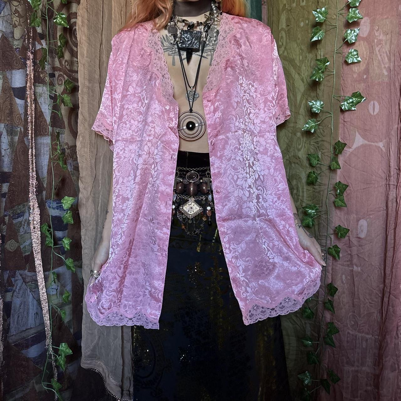 🌷🌙 Vintage Fairy Floral Pink Duster Cardigan 🌷🌙 🍄‍🟫... - Depop