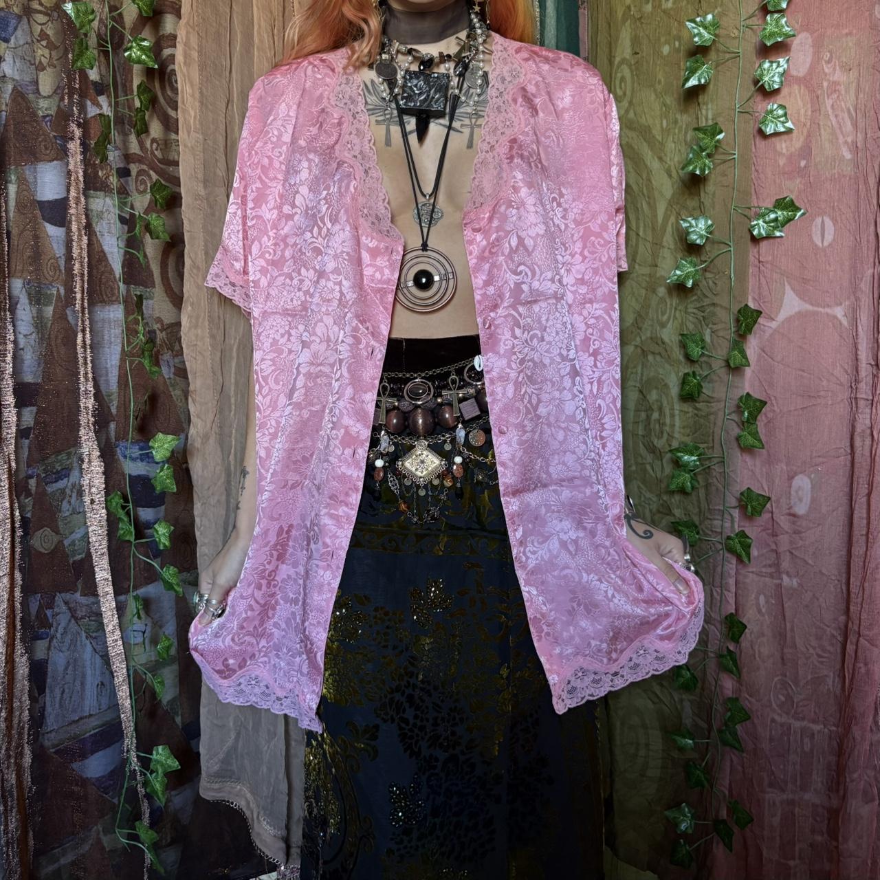🌷🌙 Vintage Fairy Floral Pink Duster Cardigan 🌷🌙 🍄‍🟫... - Depop