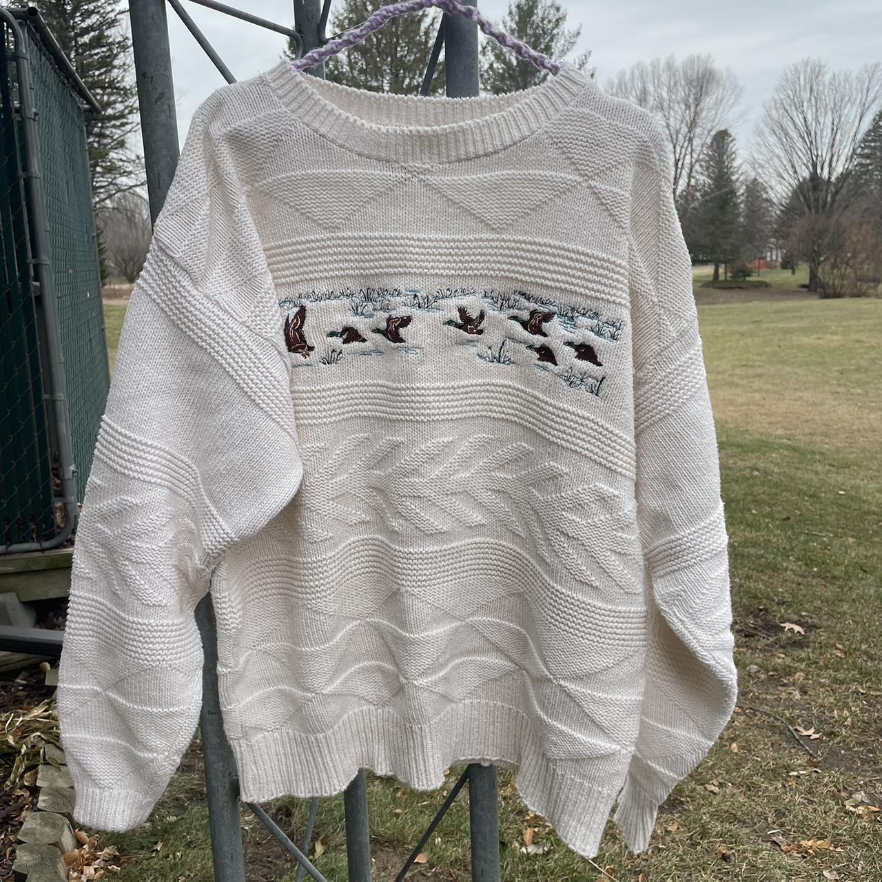 Vintage ducks unlimited sweater, white, men’s,... - Depop