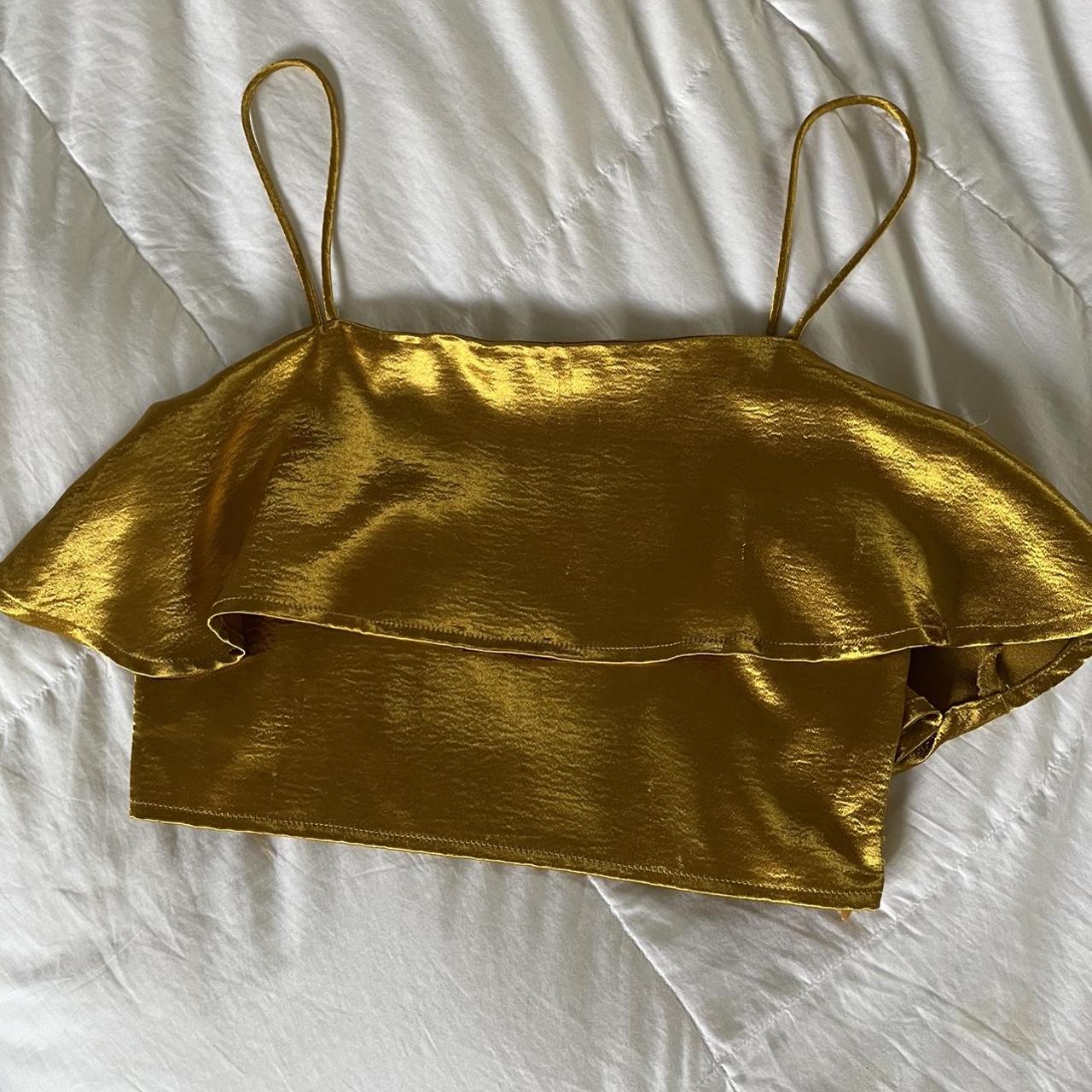 Flowy gold crop top #urbanoutfitters - Depop