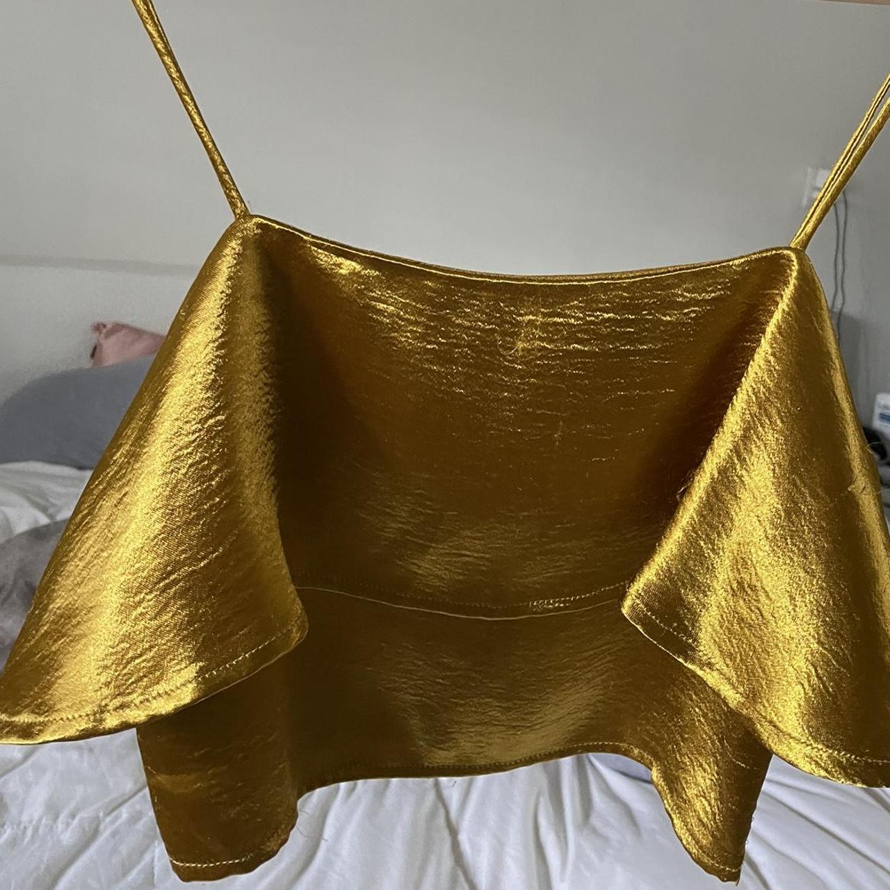 Flowy gold crop top #urbanoutfitters - Depop