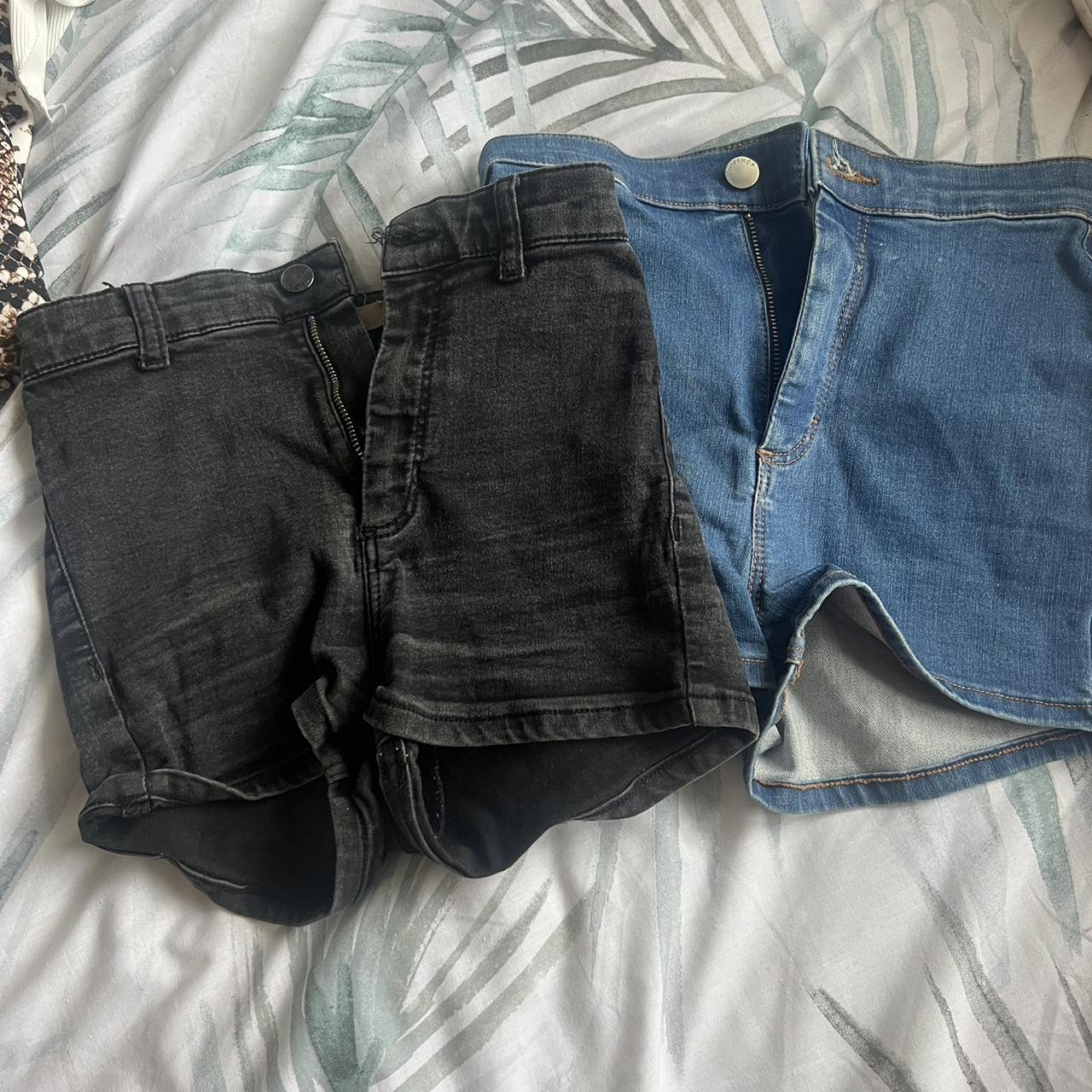 black and blue top shop joni shorts blue pair wore... - Depop