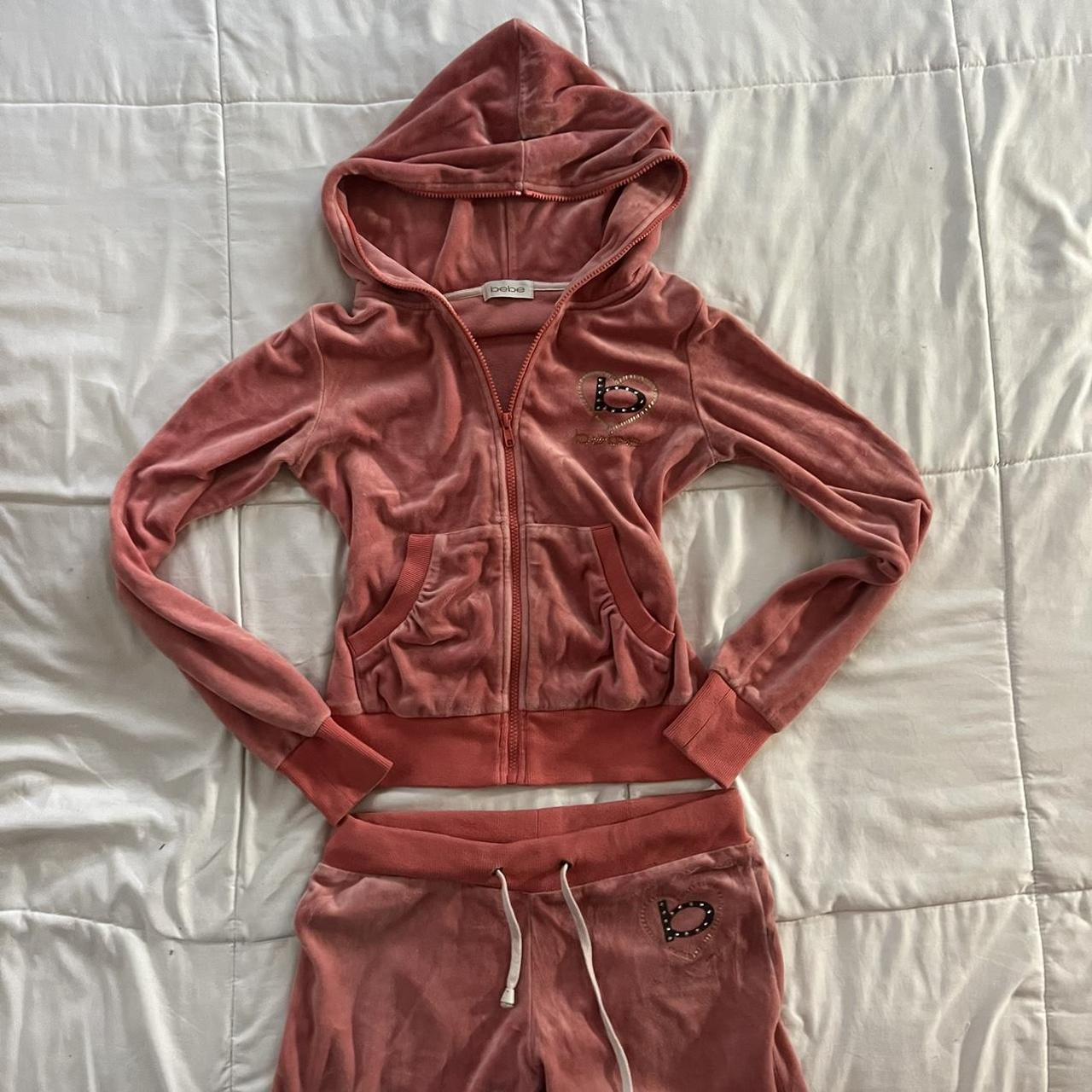 y2k bebe velour track suit🩷🩷 the color is a muted... - Depop