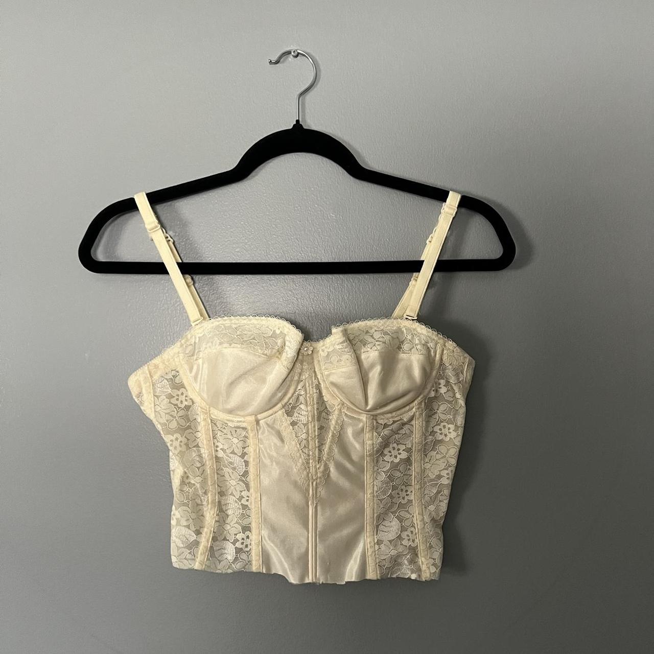 Lace Cream Corset Top Depop