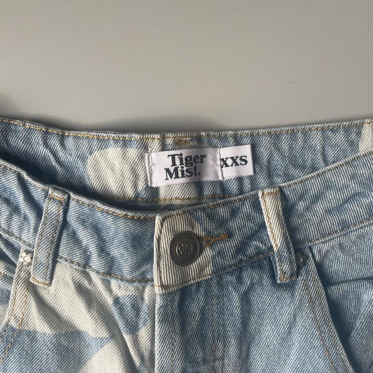 Tiger mist blue denim jeans Flower / daisy bleached... - Depop