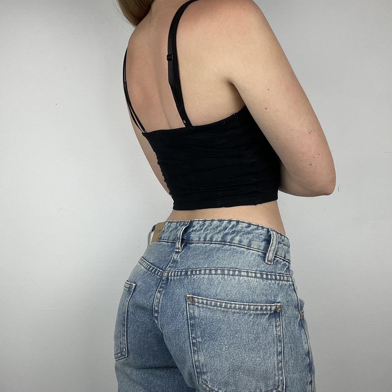 Black milkmaid crop top Spaghetti straps Stretchy... - Depop