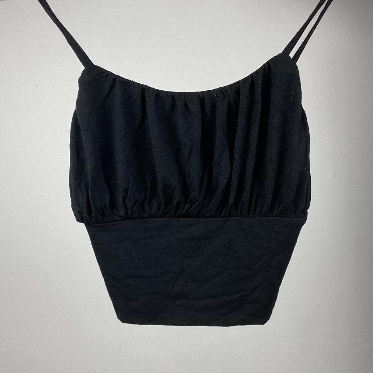 Black milkmaid crop top Spaghetti straps Stretchy... - Depop
