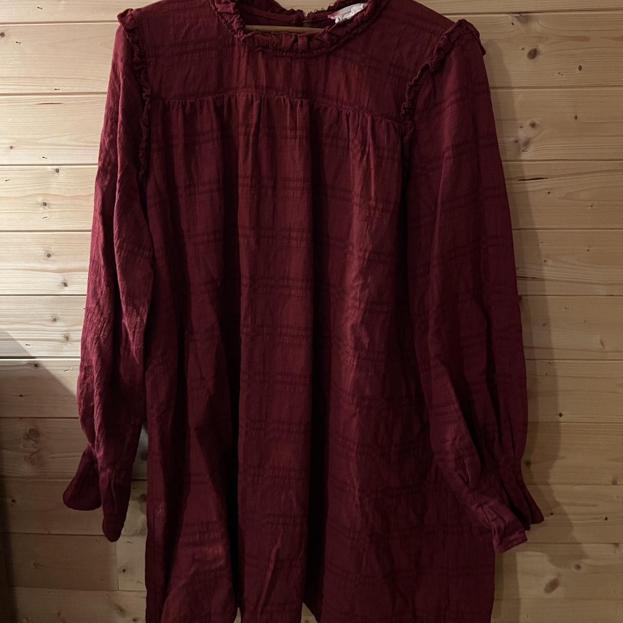 red prairie plaid dress loveriche long sleeve... - Depop