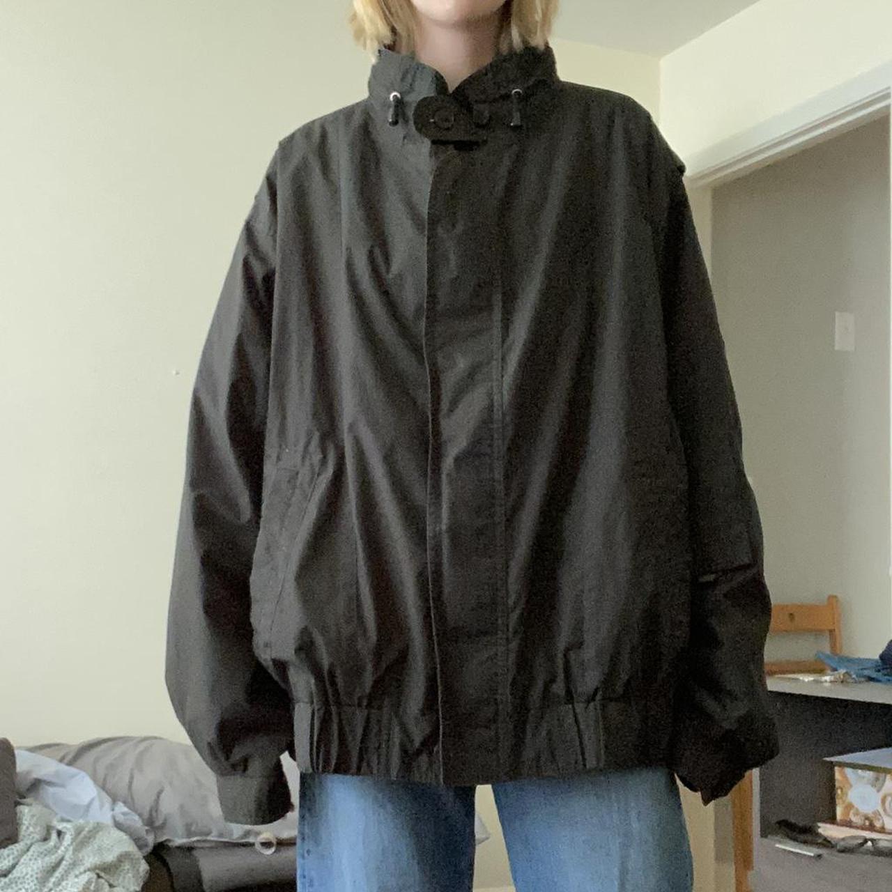 Black London Fog jacket with pin stripe lining. Size... - Depop