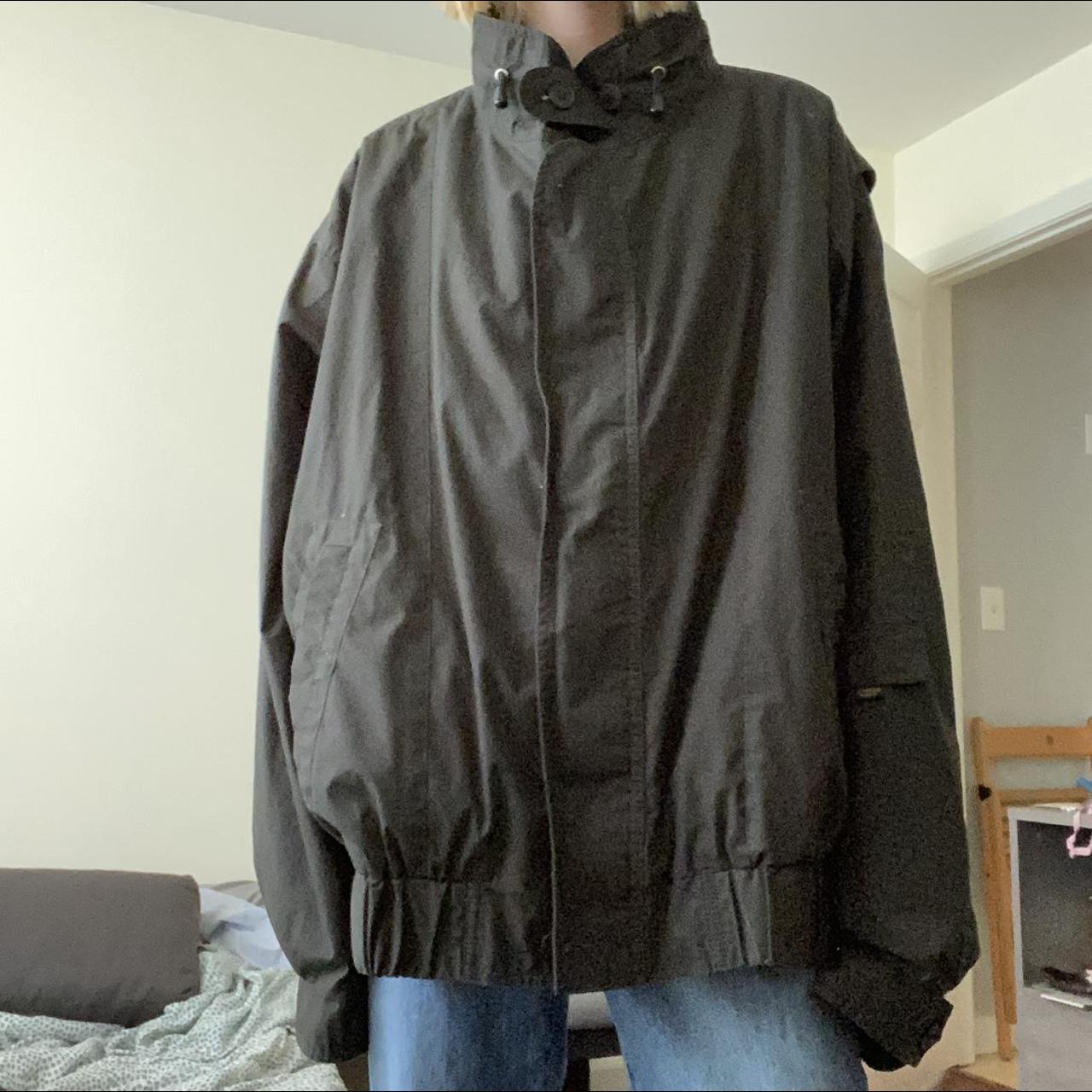 Black London Fog jacket with pin stripe lining. Size... - Depop