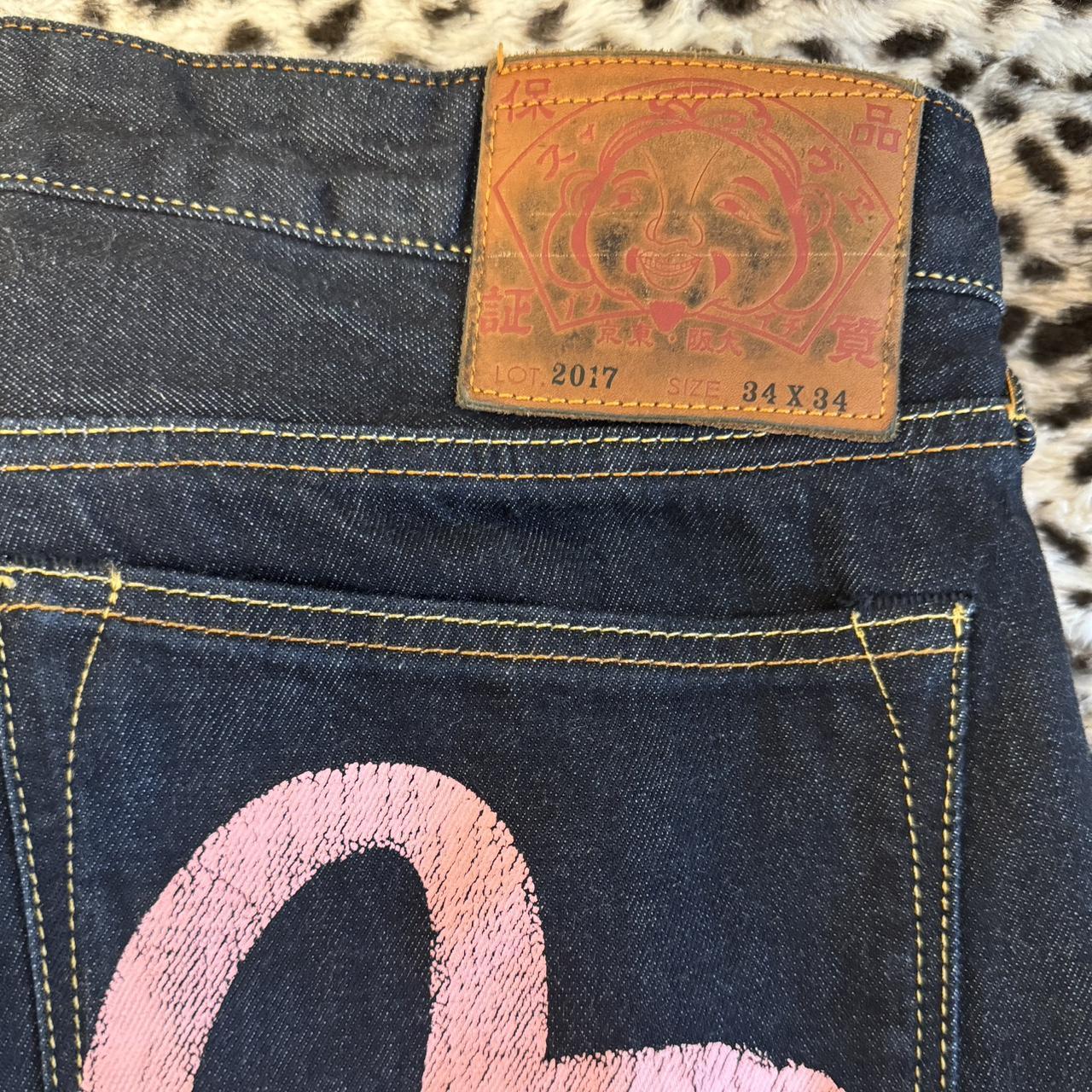 Authentic Evisu jeans W34 L34 Rare pink logo on... - Depop