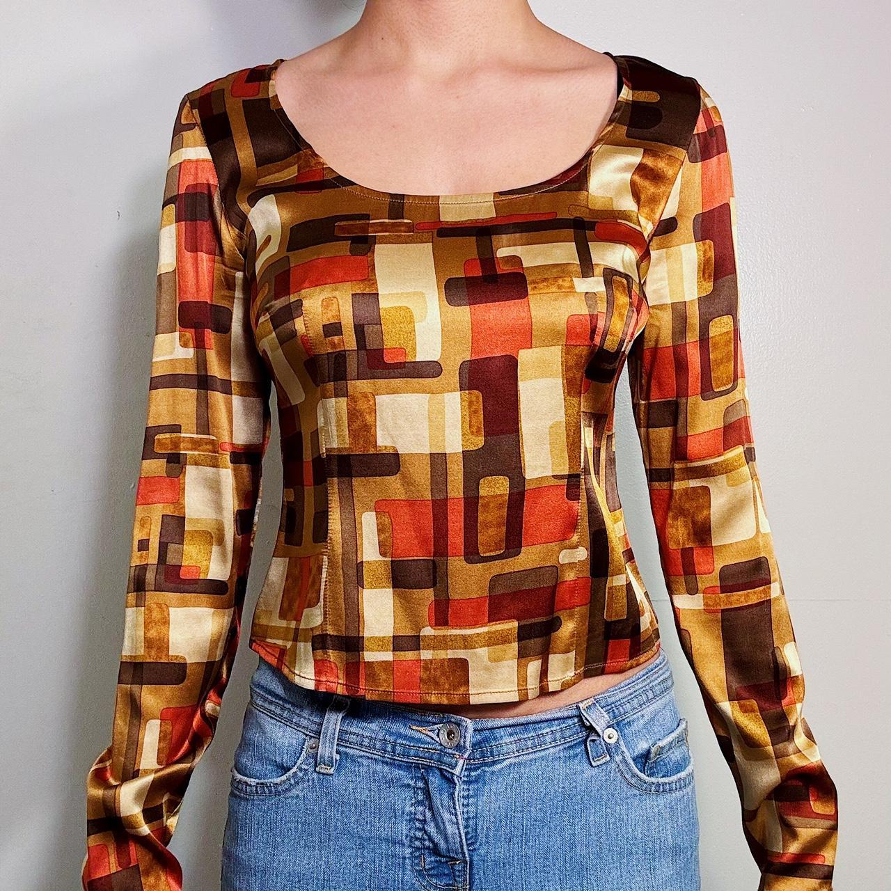 vintage 70’s silk abstract print funky top this top... - Depop