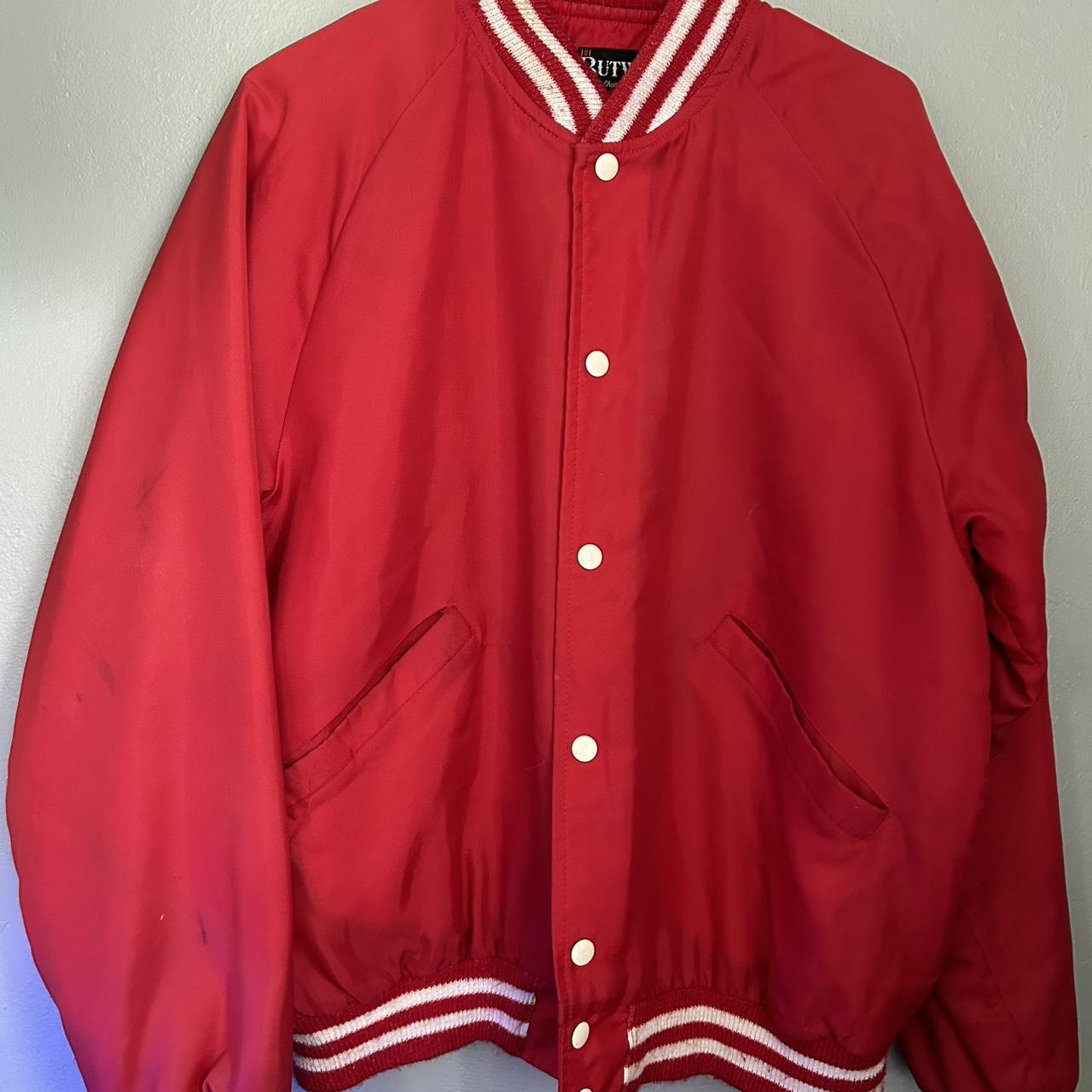 Vintage red bomber jacket men’s medium - Depop
