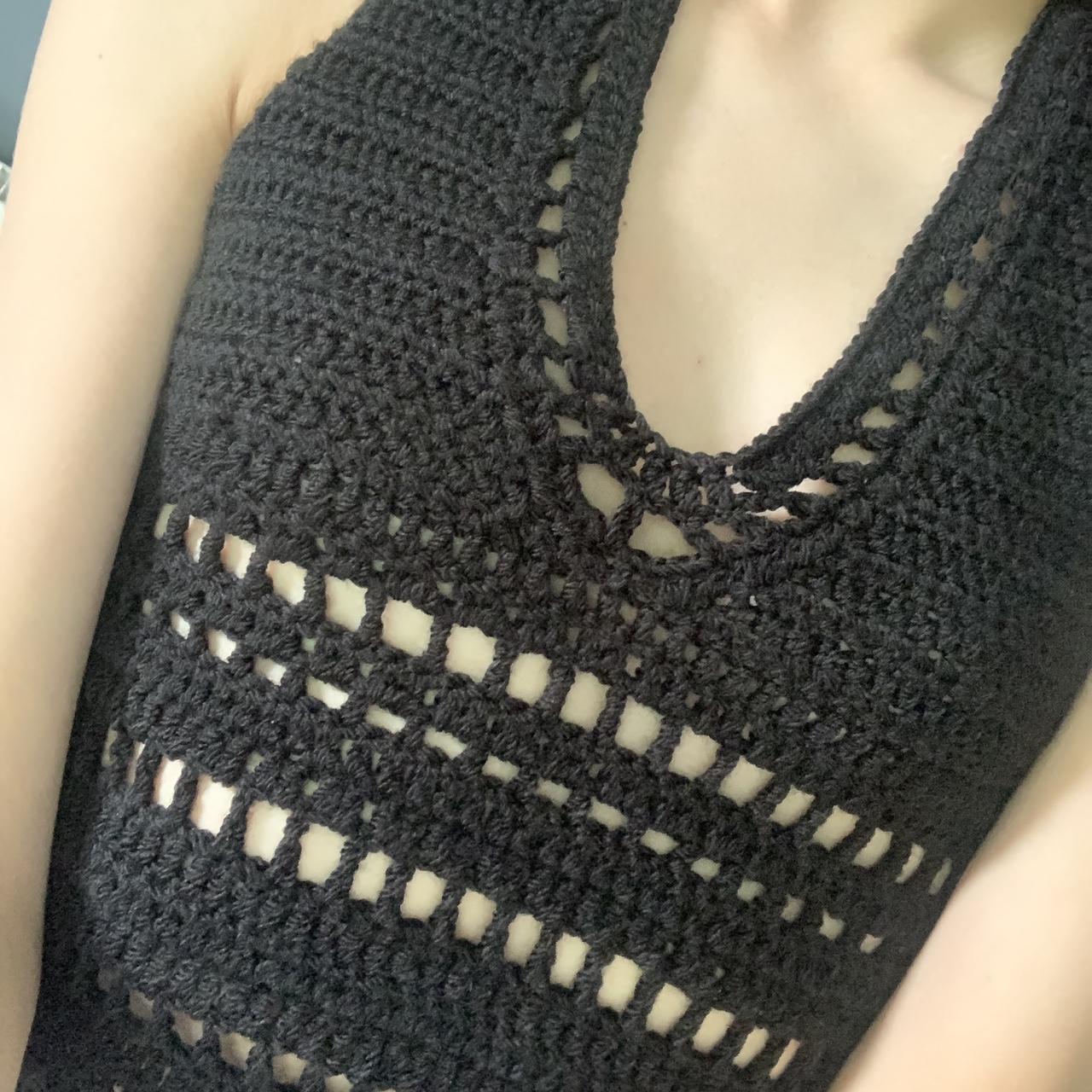 Black Crochet Backless Top 🦇 - Handmade by me 🖤 -... - Depop