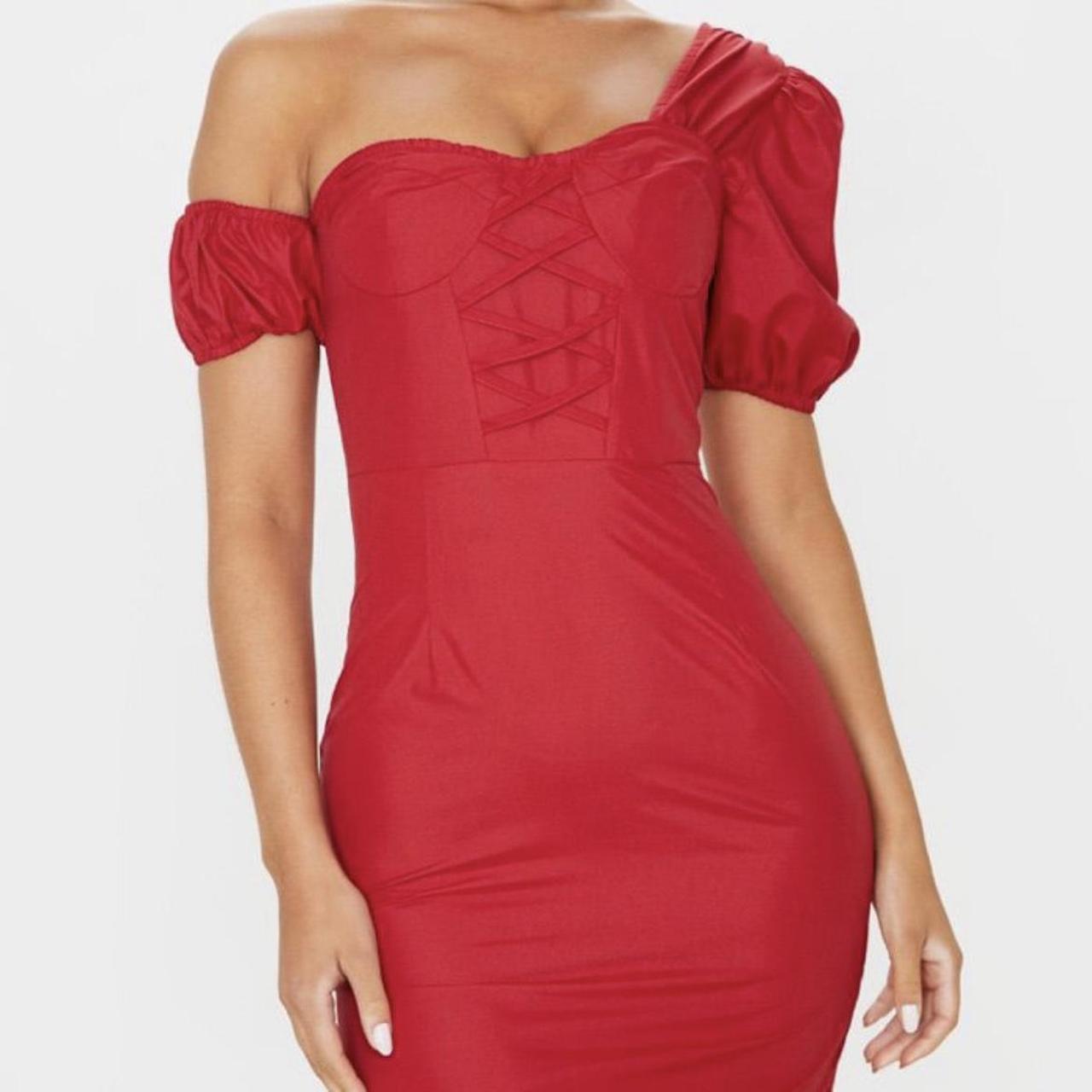 PrettyLittleThing Women's Red Dress | Depop