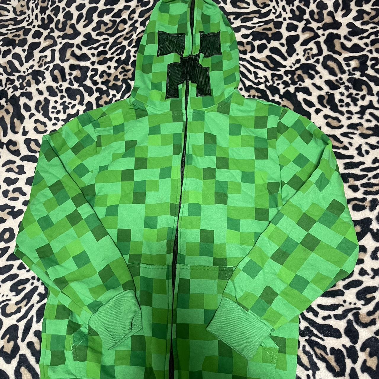 minecraft creeper zipup never worn brand new size xs-s - Depop