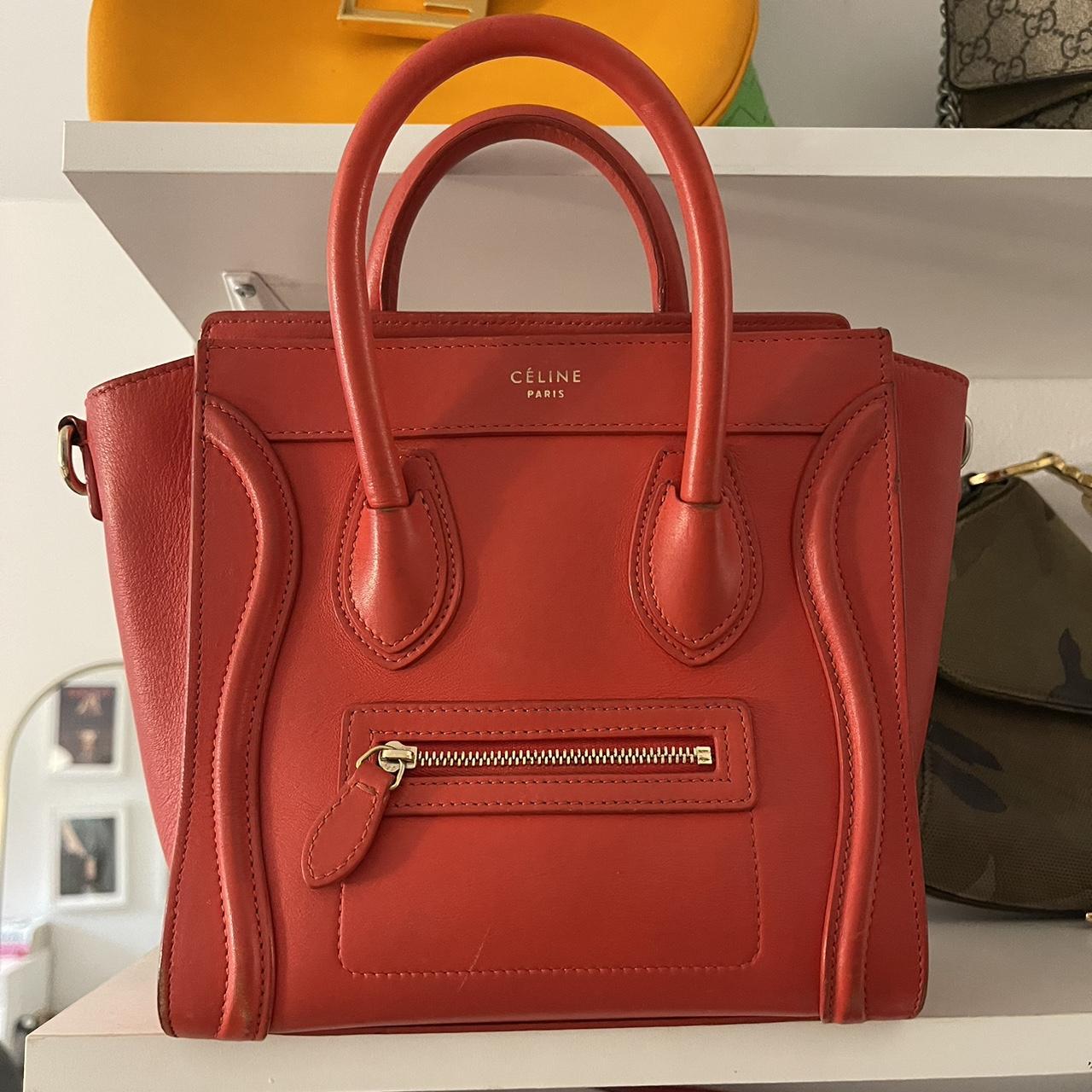 Red luggage bag w/ removable shoulder strap... - Depop