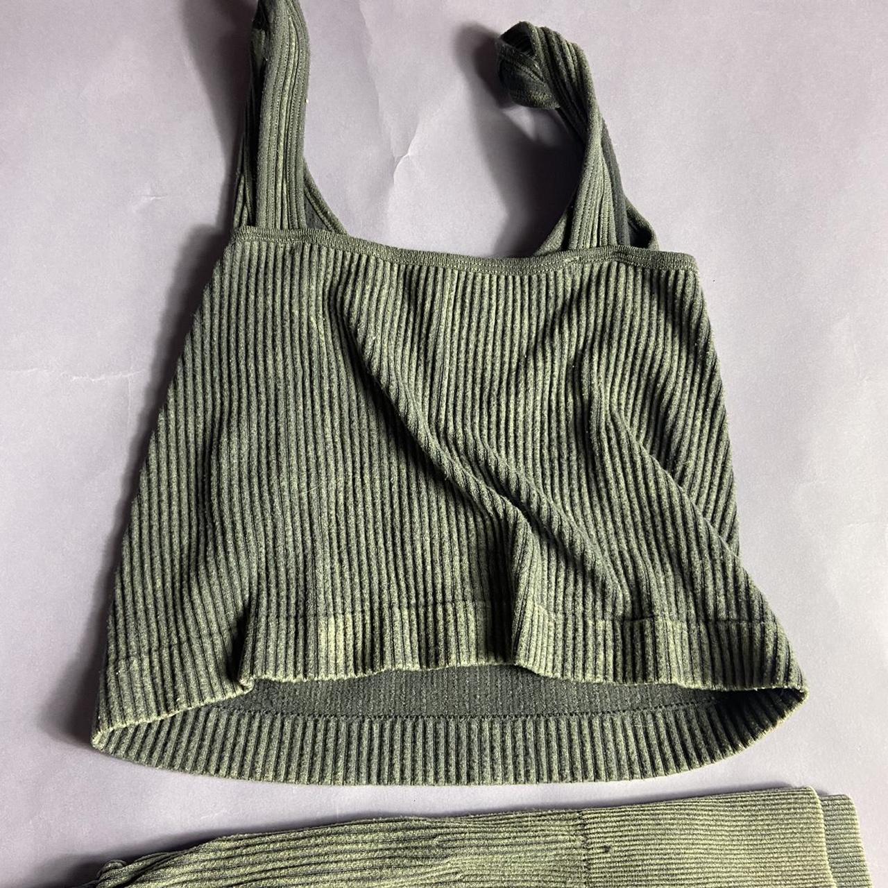 ribbed navy blue workout set in great condition with... - Depop