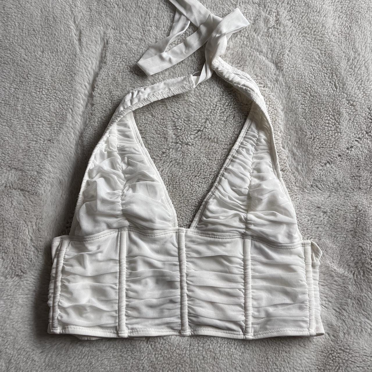 Edikted white going out halter top Size M Never worn... - Depop