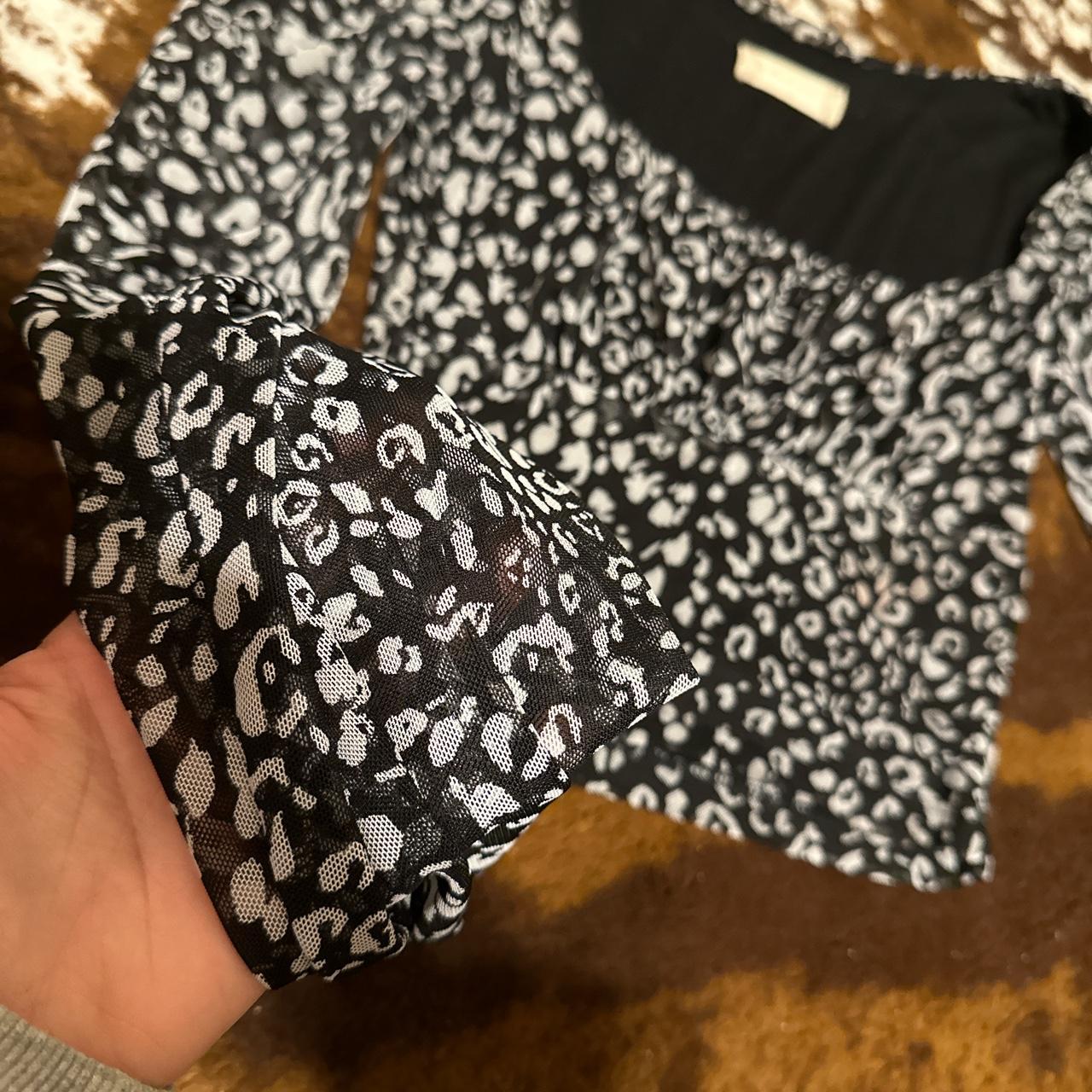 Altard state leopard mesh sleeve top - Depop