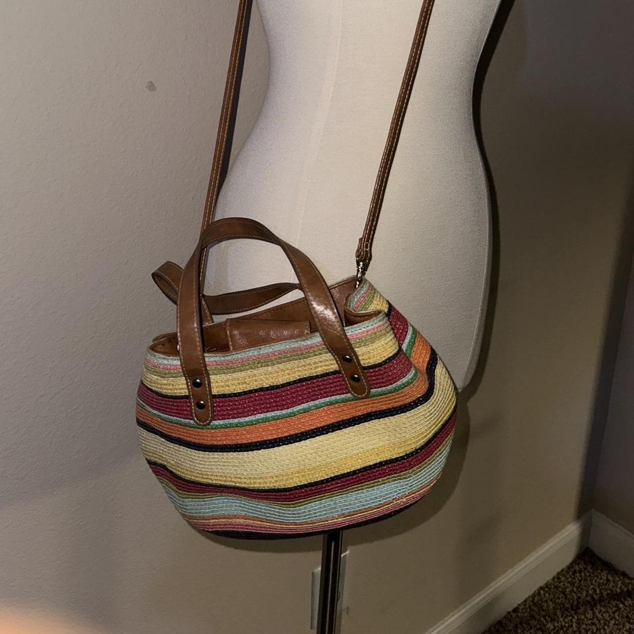 Rainbow color woven bag Crossbody style Has signs... - Depop