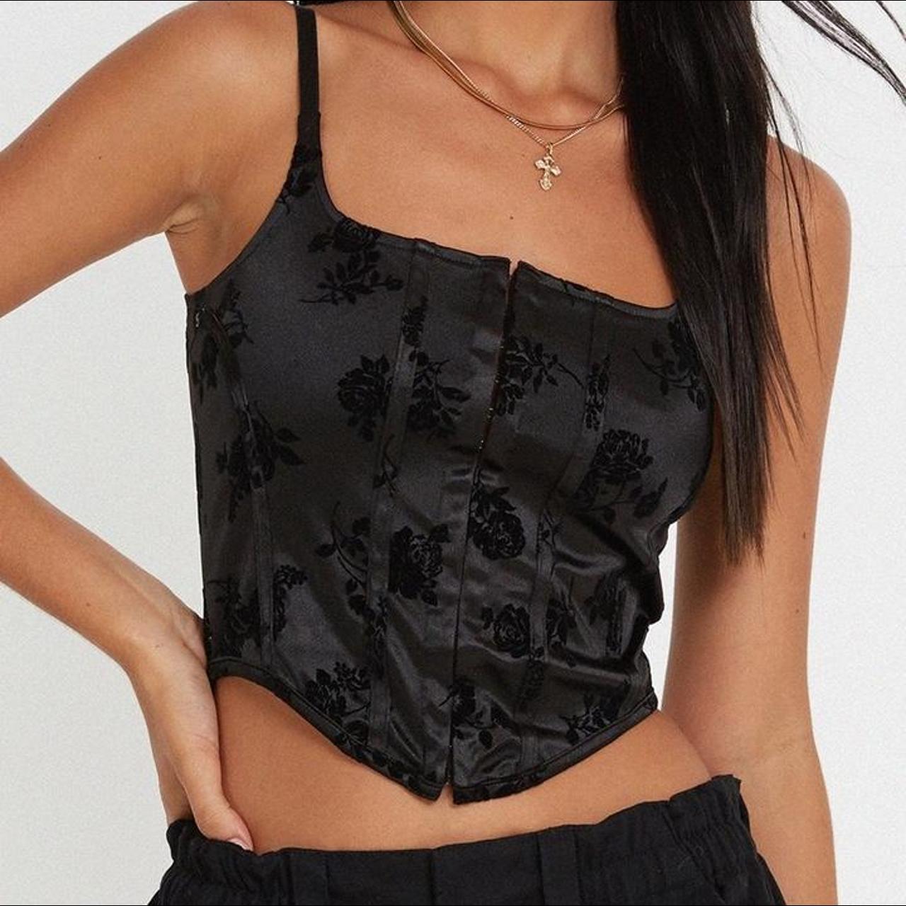 Motel Rocks black corset top Black embellished... - Depop