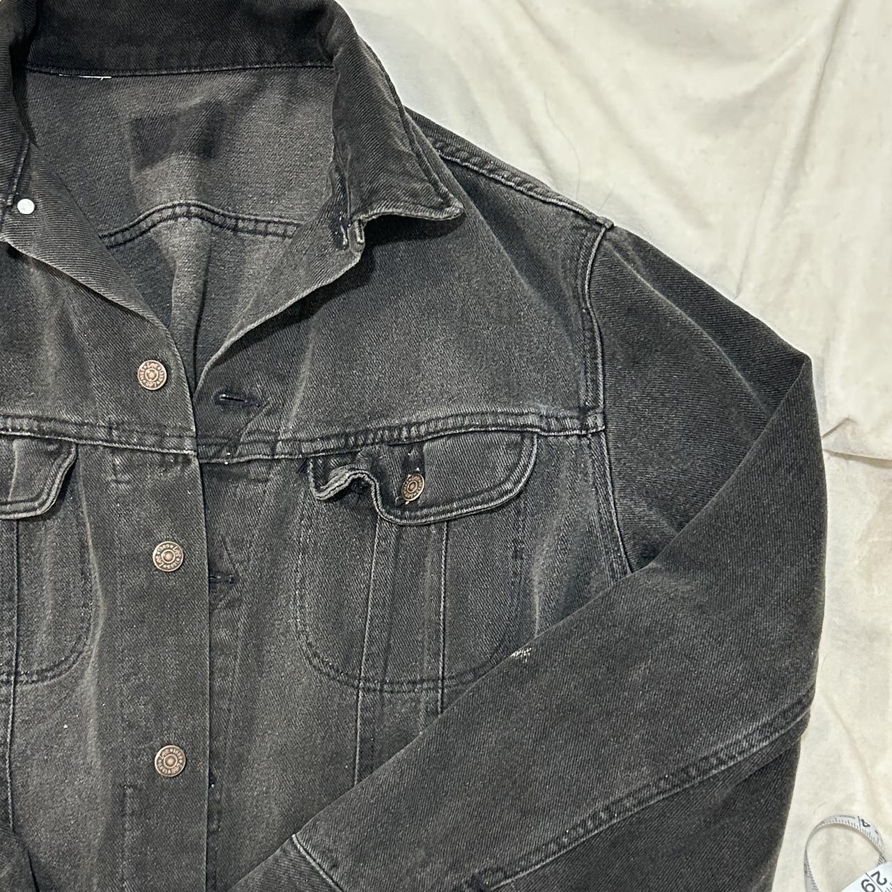 Black denim jacket with a faded worn-in look... - Depop
