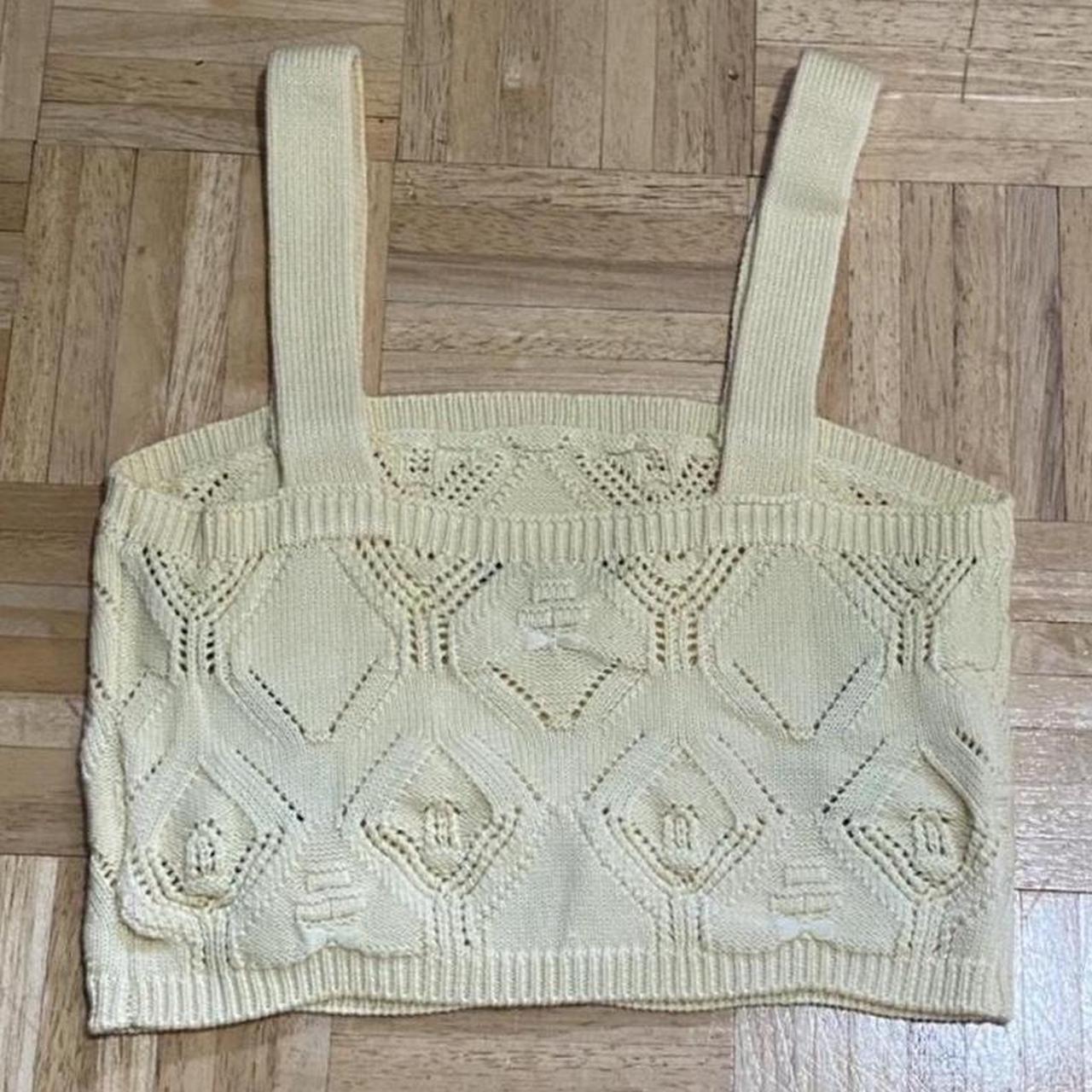 Cute cottagecore knit crop top. Size medium and... - Depop