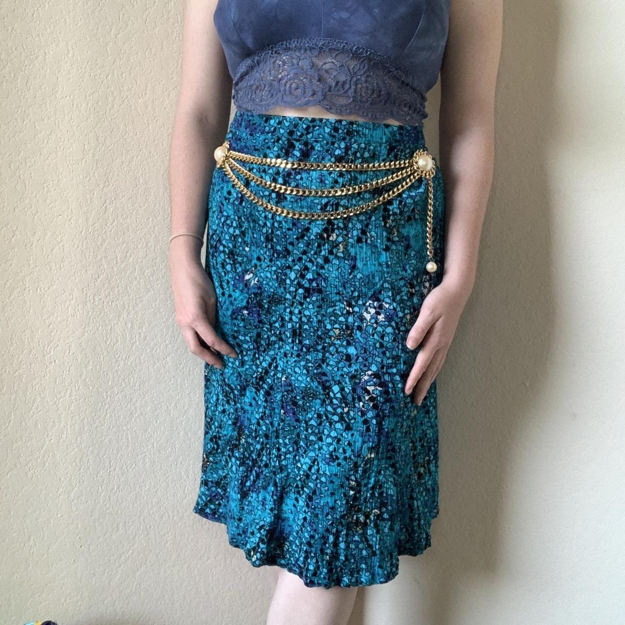 Vintage Jaclyn Smith Blue Mermaidcore Skirt Super... - Depop