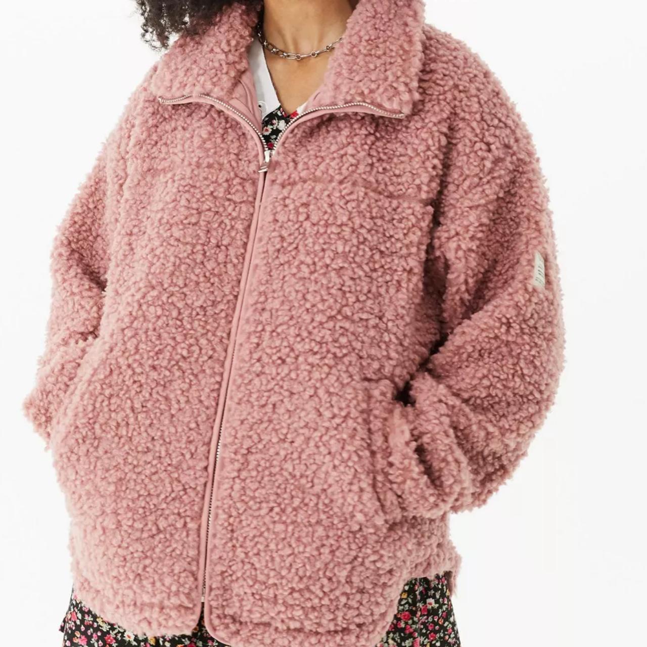 UO Urban Outfitters Cozy Pink Sherpa Jacket ♡... - Depop