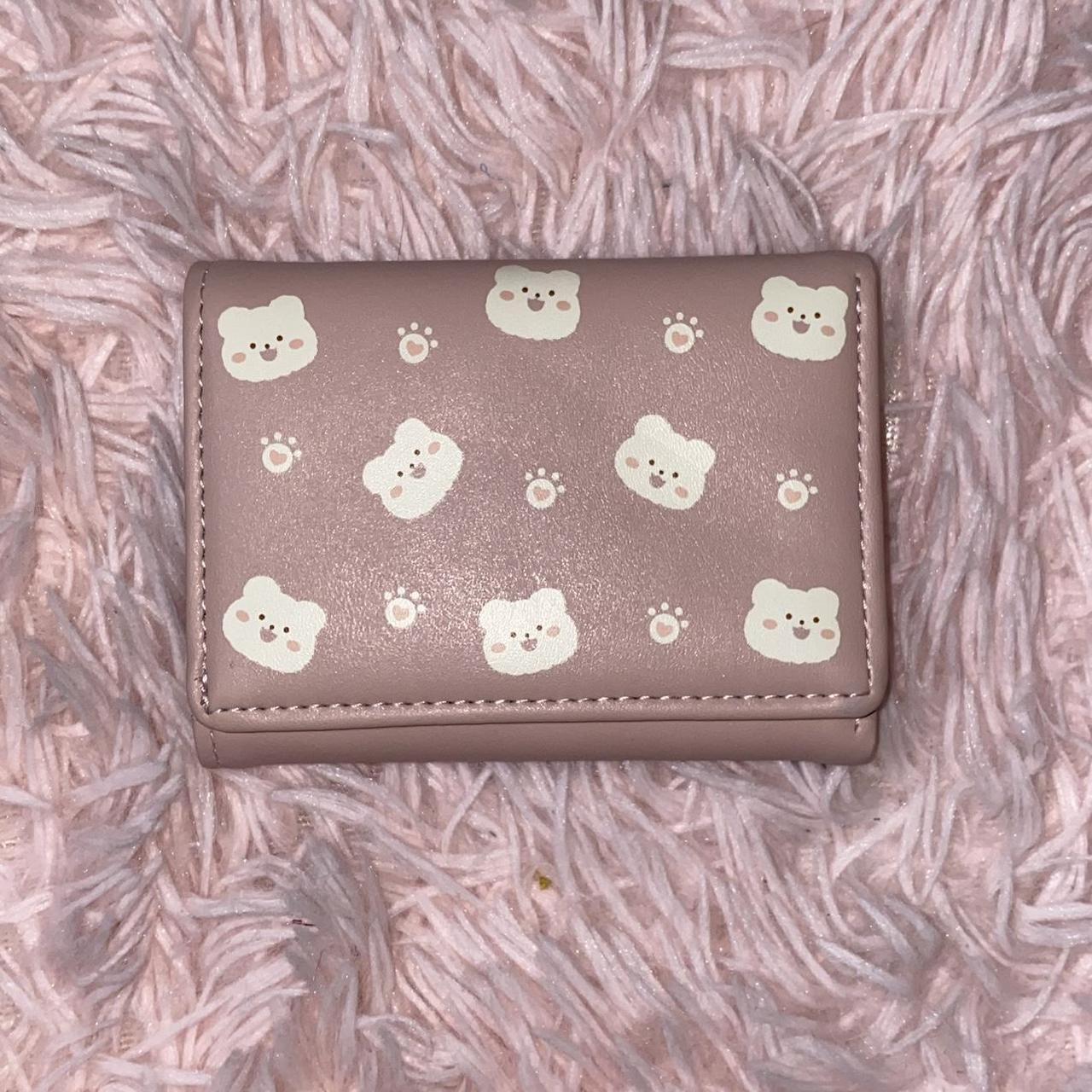 Remi43 Aesthetic kawaii bear paw pink wallet with... - Depop