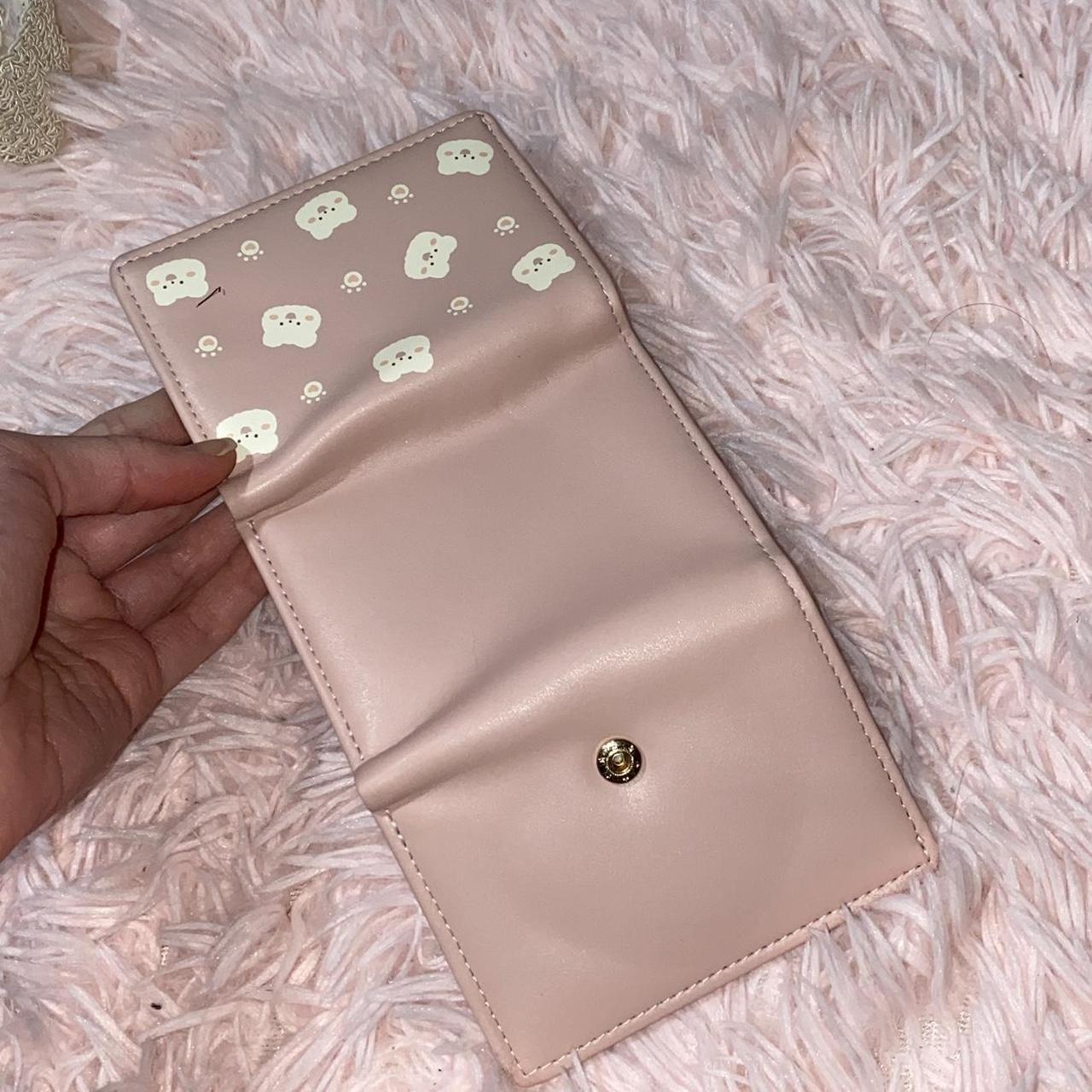 Remi43 Aesthetic kawaii bear paw pink wallet with... - Depop