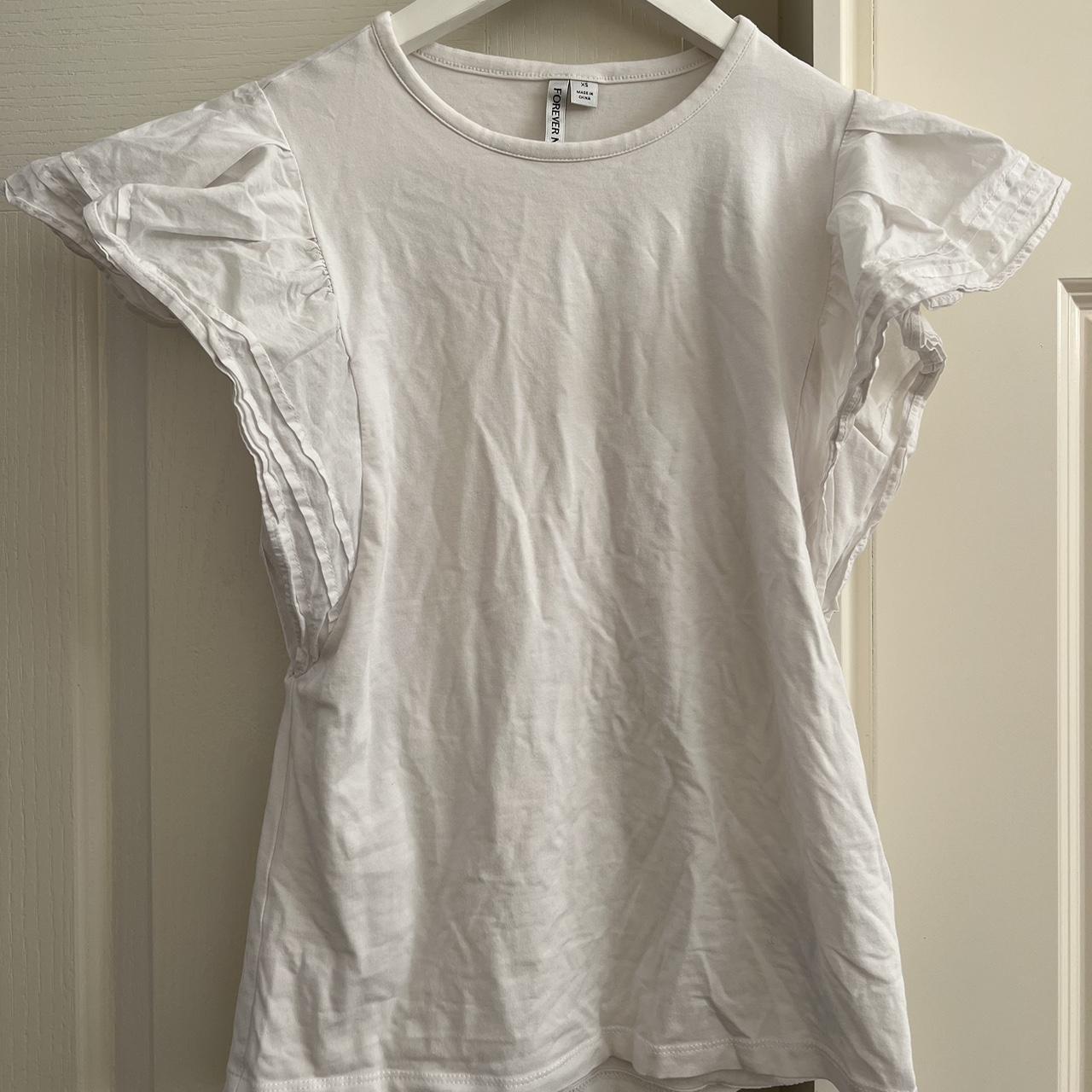 Forever New white ruffle sleeve top #ruffle - Depop