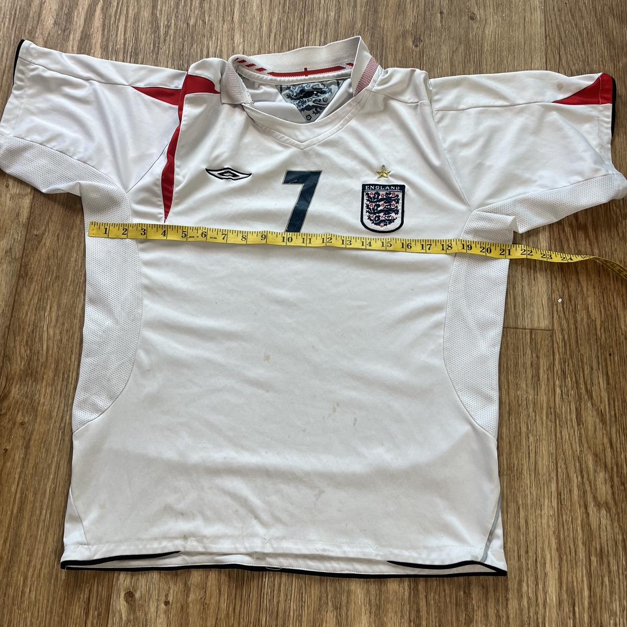 David Beckham England jersey kit vintage simple... - Depop