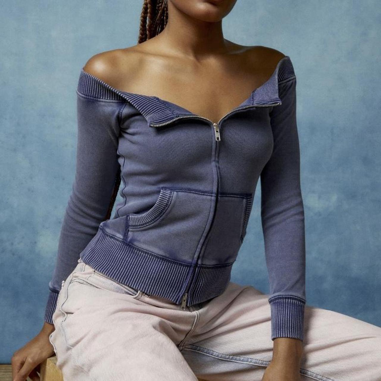 Urban Outfitters BDG Off-Shoulder Zip Up... - Depop