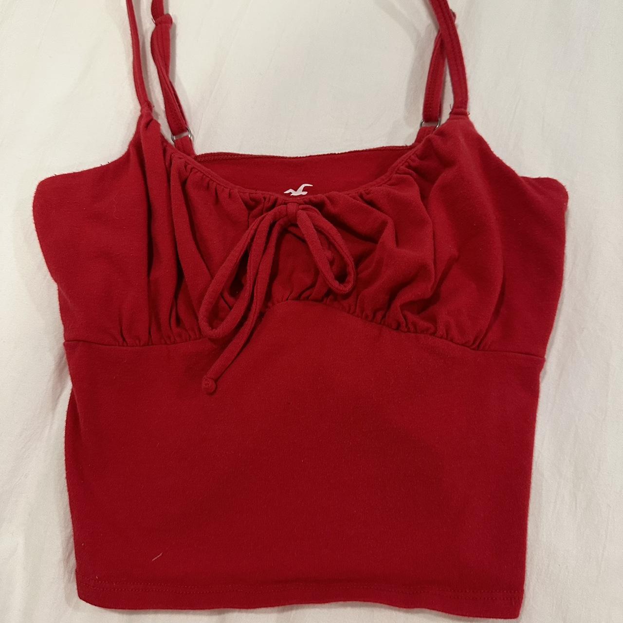 Hollister little red tank with bow in the front size... - Depop