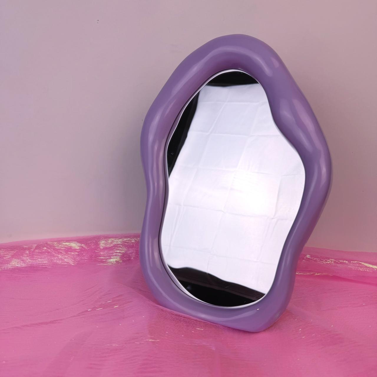 Wavy Purple Mirror with Stand Elevate your space... - Depop